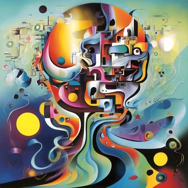 最初の商品画像がポスターの全体図です．2 番めの商品画像として中央部分の拡大図をのせています． 【GPT5/4o による解説】 (正確でない場合がありますので，ご注意ください.) この作品は色彩の豊かさと形態の流動性によって観る者を引き込む...