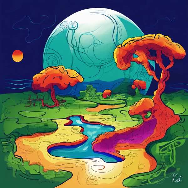 最初の商品画像がポスターの全体図です．2 番めの商品画像として中央部分の拡大図をのせています． 【GPT5/4o による解説】 (正確でない場合がありますので，ご注意ください.) この絵は，幻想的で超現実的な風景を描いており，サルバドール・...