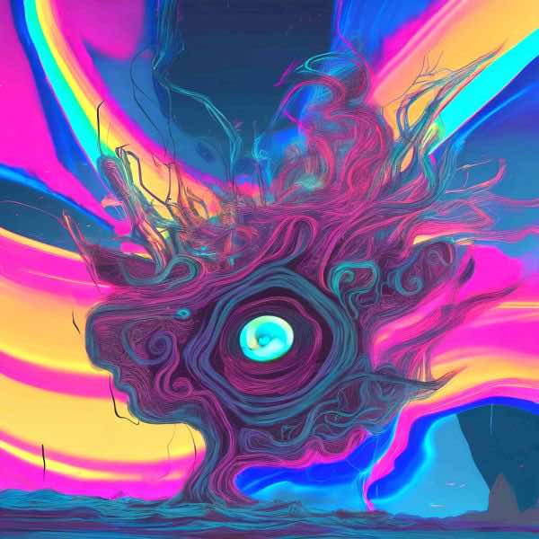 最初の商品画像がポスターの全体図です．2 番めの商品画像として中央部分の拡大図をのせています． 【GPT5/4o による解説】 (正確でない場合がありますので，ご注意ください.) この絵は中心に渦を巻く目のような丸があり，そこから糸のような...