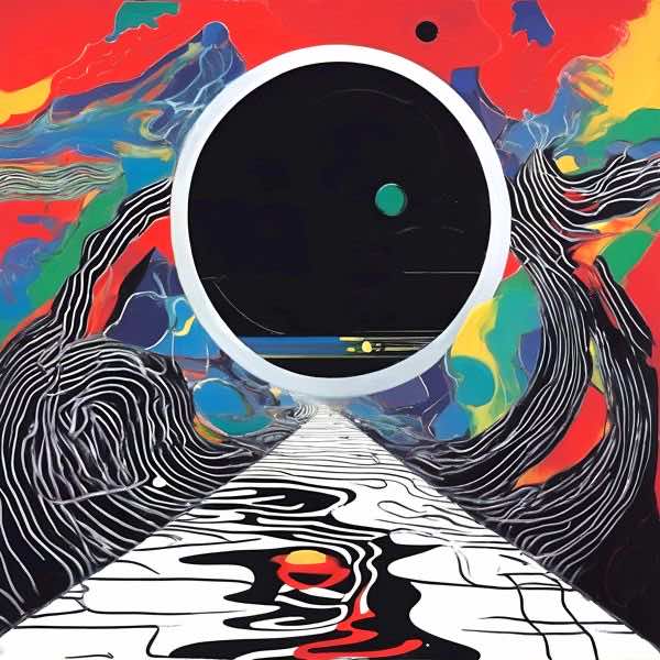 最初の商品画像がポスターの全体図です．2 番めの商品画像として中央部分の拡大図をのせています． 【GPT5/4o による解説】 (正確でない場合がありますので，ご注意ください.) この絵は，サイケデリックアートとシュルレアリスムの影響を受け...