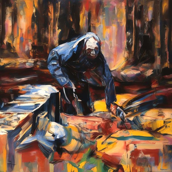 最初の商品画像がポスターの全体図です．2 番めの商品画像として中央部分の拡大図をのせています． 【GPT5/4o による解説】 (正確でない場合がありますので，ご注意ください.) この絵は，印象派や表現主義の影響を受けたスタイルで描かれてい...