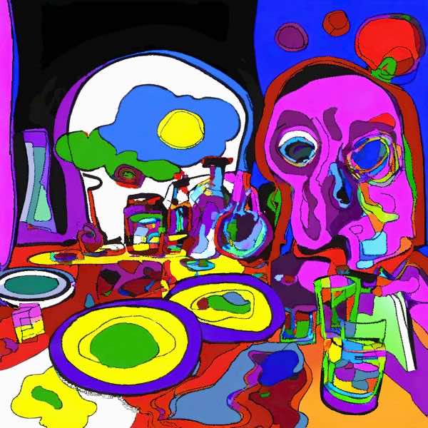 最初の商品画像がポスターの全体図です．2 番めの商品画像として中央部分の拡大図をのせています． 【GPT5/4o による解説】 (正確でない場合がありますので，ご注意ください.) 本作は日常の食卓と人の顔が一つの画面に重ねられた静物兼肖像画...