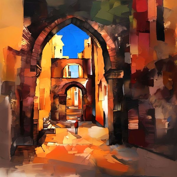 最初の商品画像がポスターの全体図です．2 番めの商品画像として中央部分の拡大図をのせています． 【GPT5/4o による解説】 (正確でない場合がありますので，ご注意ください.) この絵は，印象派とキュビズムの影響を受けた作品のように見えま...