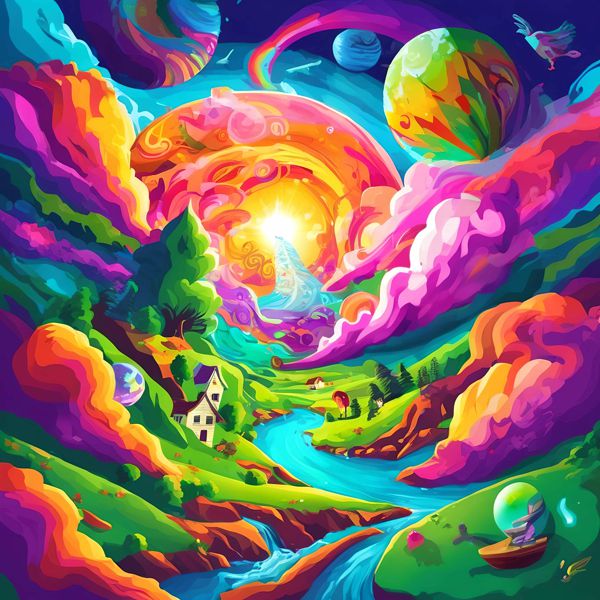 最初の商品画像がポスターの全体図です．2 番めの商品画像として中央部分の拡大図をのせています． 【GPT5/4o による解説】 (正確でない場合がありますので，ご注意ください.) この作品は鮮烈な色彩と流れるような曲線で構成され，見る者を一...