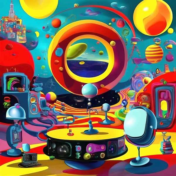 最初の商品画像がポスターの全体図です．2 番めの商品画像として中央部分の拡大図をのせています． 【GPT5/4o による解説】 (正確でない場合がありますので，ご注意ください.) この作品は鮮烈な原色と有機的な幾何学形が交錯する，夢と装置が...