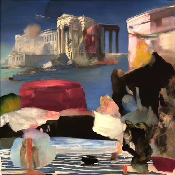 最初の商品画像がポスターの全体図です．2 番めの商品画像として中央部分の拡大図をのせています． 【GPT5/4o による解説】 (正確でない場合がありますので，ご注意ください.) この絵は，古代建築と抽象的な色彩の組み合わせが特徴的です． ...