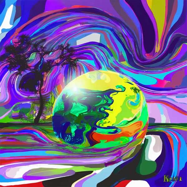 最初の商品画像がポスターの全体図です．2 番めの商品画像として中央部分の拡大図をのせています． 【GPT5/4o による解説】 (正確でない場合がありますので，ご注意ください.) この絵は，サイケデリックアートの影響を強く受けた作品です． ...