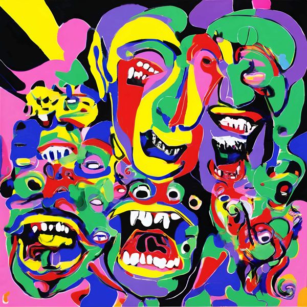 最初の商品画像がポスターの全体図です．2 番めの商品画像として中央部分の拡大図をのせています． 【GPT5/4o による解説】 (正確でない場合がありますので，ご注意ください.) この絵は，強烈な色彩と歪んだ顔の表現が特徴的で，エクスプレッ...