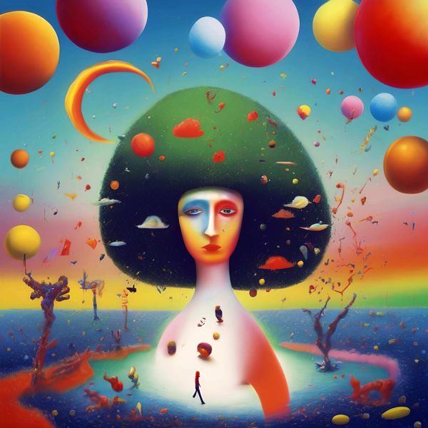 最初の商品画像がポスターの全体図です．2 番めの商品画像として中央部分の拡大図をのせています． 【GPT5/4o による解説】 (正確でない場合がありますので，ご注意ください.) この絵は夢と現実が溶け合うような色彩感覚と静謐な構図が印象的...