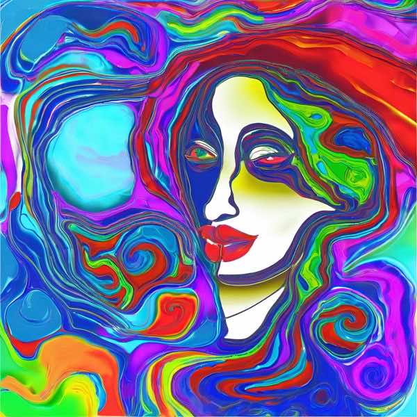 最初の商品画像がポスターの全体図です．2 番めの商品画像として中央部分の拡大図をのせています． 【GPT5/4o による解説】 (正確でない場合がありますので，ご注意ください.) この絵は，鮮やかな色彩と流れるような線が特徴的で，シュルレア...