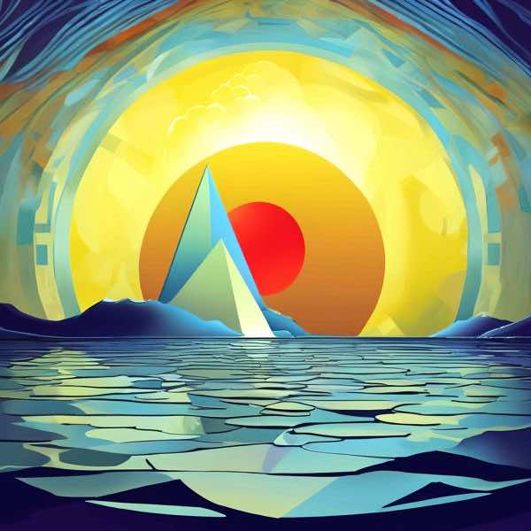 最初の商品画像がポスターの全体図です．2 番めの商品画像として中央部分の拡大図をのせています． 【GPT5/4o による解説】 (正確でない場合がありますので，ご注意ください.) この絵は，鮮やかな色彩と幾何学的な形状が特徴的で，シュルレア...