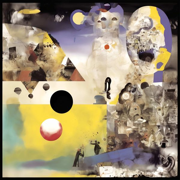 最初の商品画像がポスターの全体図です．2 番めの商品画像として中央部分の拡大図をのせています． 【GPT5/4o による解説】 (正確でない場合がありますので，ご注意ください.) 本作は夢と記憶が入り混じるコラージュ的なイメージで，画面上部...