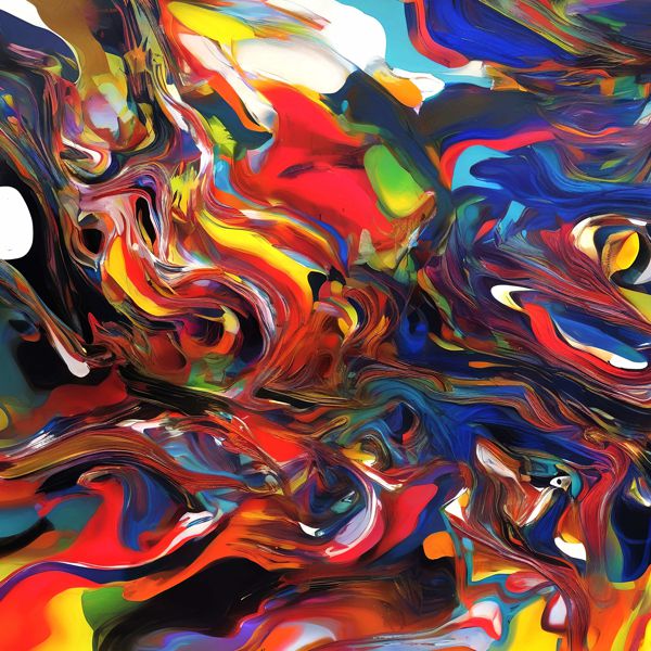 最初の商品画像がポスターの全体図です．2 番めの商品画像として中央部分の拡大図をのせています． 【GPT5/4o による解説】 (正確でない場合がありますので，ご注意ください.) 鮮烈な原色が渦を巻く本作は，油彩のような厚みと水彩のような流...