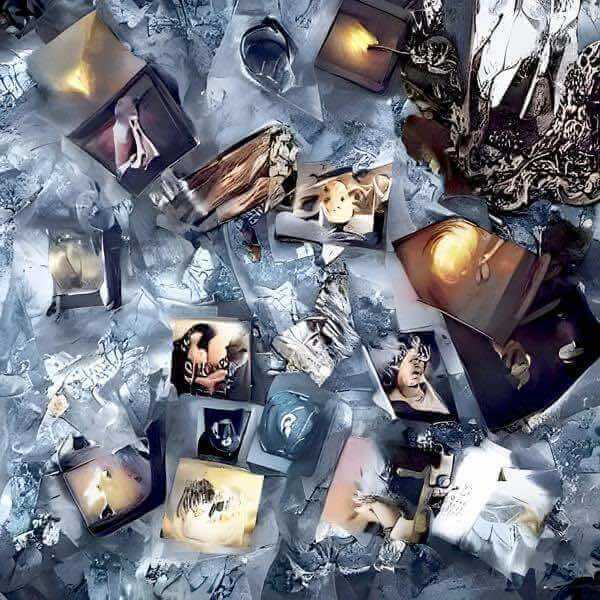 最初の商品画像がポスターの全体図です．2 番めの商品画像として中央部分の拡大図をのせています． 【GPT5/4o による解説】 (正確でない場合がありますので，ご注意ください.) この絵は，コラージュ技法を用いた抽象的な作品で，シュルレアリ...