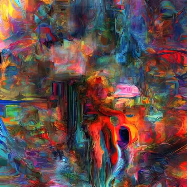 最初の商品画像がポスターの全体図です．2 番めの商品画像として中央部分の拡大図をのせています． 【GPT5/4o による解説】 (正確でない場合がありますので，ご注意ください.) この絵は，抽象表現主義や印象派の影響を受けた作品のように見え...