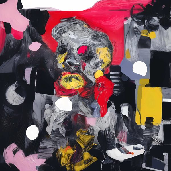 最初の商品画像がポスターの全体図です．2 番めの商品画像として中央部分の拡大図をのせています． 【GPT5/4o による解説】 (正確でない場合がありますので，ご注意ください.) この絵は，抽象表現主義の影響を受けた作品のように見えます． ...