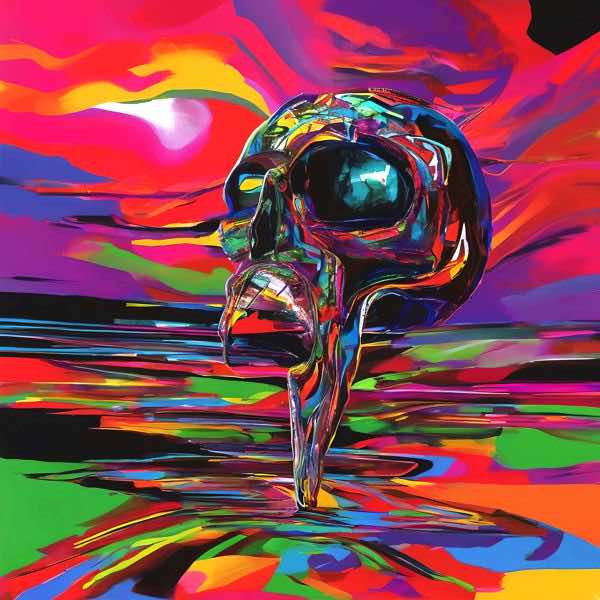 最初の商品画像がポスターの全体図です．2 番めの商品画像として中央部分の拡大図をのせています． 【GPT5/4o による解説】 (正確でない場合がありますので，ご注意ください.) この絵は，空と海が溶け合うような背景の中に，ガラスのように光...