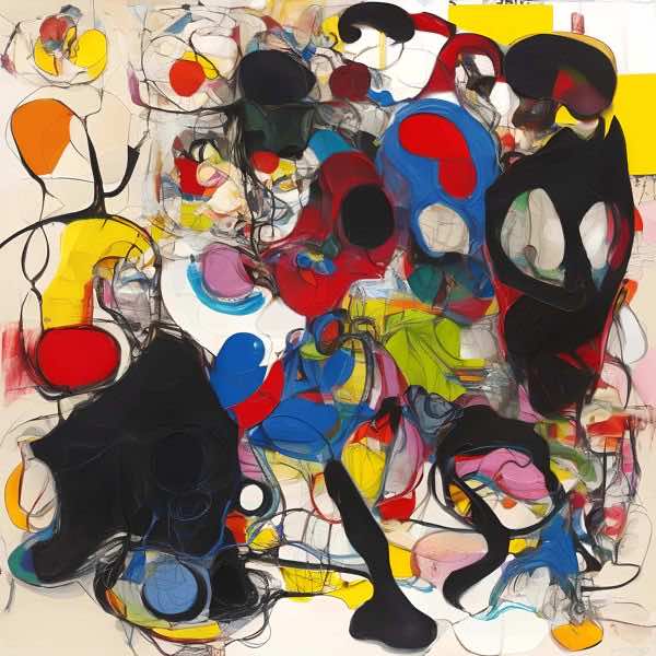 最初の商品画像がポスターの全体図です．2 番めの商品画像として中央部分の拡大図をのせています． 【GPT5/4o による解説】 (正確でない場合がありますので，ご注意ください.) この絵は，抽象表現主義の影響を受けた作品のように見えます． ...