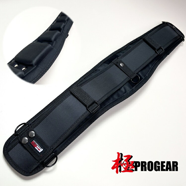 ■プロギア PROGEAR PSB-100 革命鳶仕様3D-EVAクッションサポートベルト ■機能 ・3D-EVAクッションで腰への負担を和らげます ・5本ループ(中2ヶ所可動) ・D環5ヶ所 ■仕様 全長：約750mm 対応胴ベルト：60...