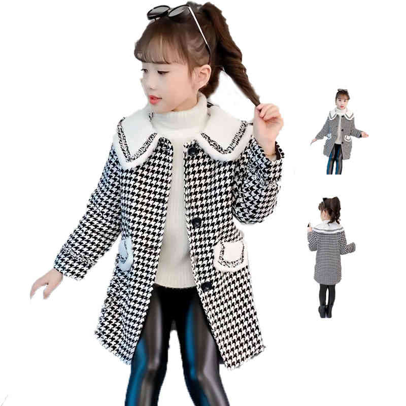 コート キッズ 秋冬 折襟 かわいい 切り替え 暖かい 防寒 子供コート ロングコート ジャケット 千島格柄 おしゃれ ロング丈 送料無料 子供服 おでかけ ジュニア アウター 防寒対策こども服 女の子 サイズ 110 120 130 14...