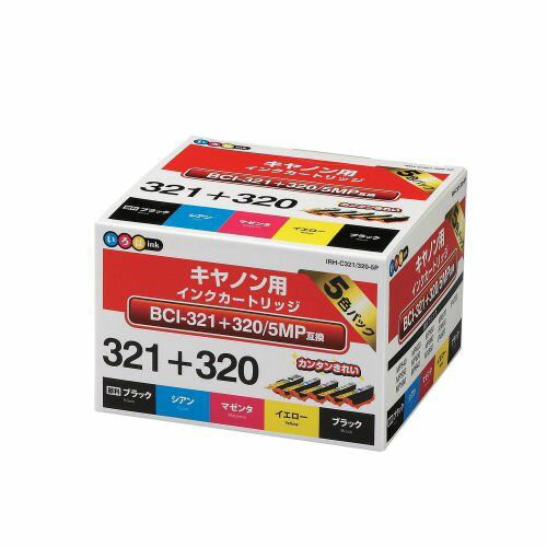いろはインクの汎用インクカートリッジです。 ●キヤノンインクC321/320-5P対応です。 ●商品サイズ:70X105X100mm。 ●商品の仕様は予告なく変更となる可能性が御座います。 ●使用用途を守り正しくお使いください。