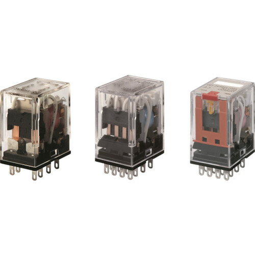 汎用リレーです。汎用リレーのベストセラーです。動作表示灯付き、ラッチングレバー付き、ダイオード内蔵形、CR回路内蔵形など用途に合わせて選定可能です。軽い挿入力と強固な引抜強度で、配線工数を削減するプッシュインPlus端子ソケット(形PYF-...