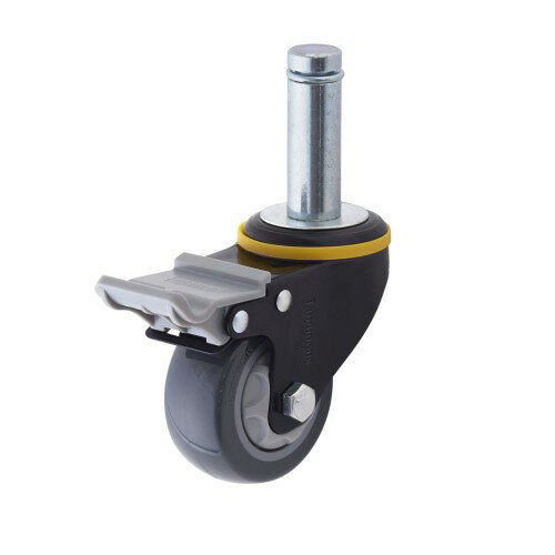 走行荷重250(4個使用時)。 1個入り。素材・フォーク部/スチール(エポキシ樹脂・電着塗装)車輪素材/ウレタン。ポール取り付け方法/打込式。車輪サイズ/O75×32cm走行荷重250(4個使用時)【産業用キャスター走行試験クリア】。 ご使...