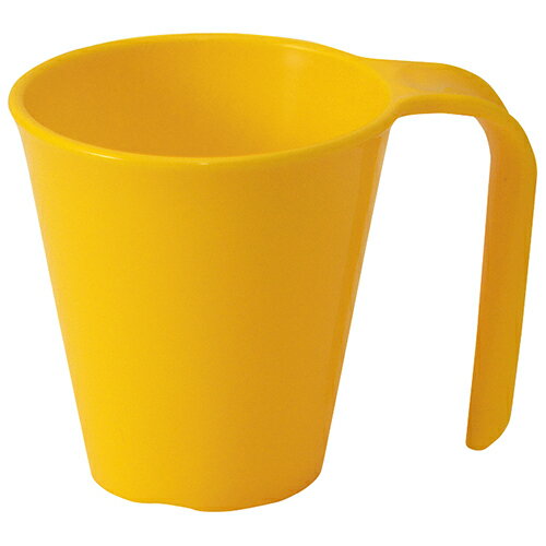 【用途】飲料用カップ。【機能・特長】バータイプの取っ手は、握力の弱い方でも安心して使えます。お子様やご高齢の方にも最適です。【材質】ポリプロピレン樹脂。 容量:250cc。サイズ:直径82×取っ手部110×高さ85mm。色:イエロー。耐熱温...