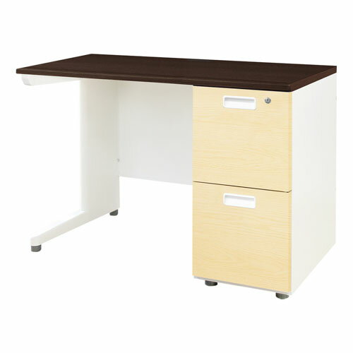 奥行と収納をスリムにすることで空間を有効活用。新時代のスタンダードデスクです。 外寸/幅1000×奥行600×高さ700mm内寸/幅220×奥行445×高さ180mmカラー/天板:ダークブラウン(木目調)、本体:ホワイト、袖箱:ナチュラル(...