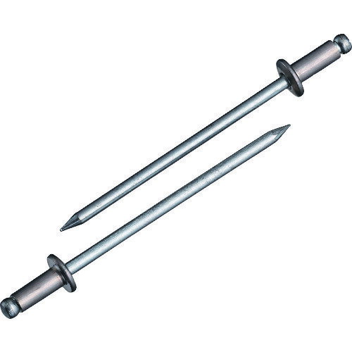 片側から複数の母材をワン・アクションで締結できます。溶接に比べて作業の省力化や生産性の向上にメリットがあります。 かしめ板厚(mm)：1.6〜4.8。リベット長(mm)：7.6。フランジ径(mm)：4.8。リベット径(mm)：2.4。下穴径...