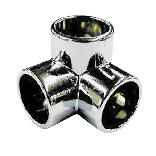 ●3方向のパイプジョイント金具です。 ●【用途】パイプジョイント金具。【機能・特徴】使用パイプ径は、19mmです。 ●清水のZクローム 三方エルボをDCMでは販売しております。その他の安全金物も多数取扱っております。 ●仕上：クロームメッキ...
