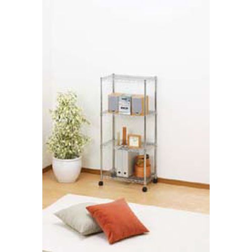 ●クロームメッキ仕上げのラックです。 ●クロムメッキ仕上げのラックですクギやネジを使わずに簡単に組み立てることができます別売パーツと組み合わせて、オリジナルのシステムラックも作れます棚の高さは自由に変えることができます移動に便利なキャスター...