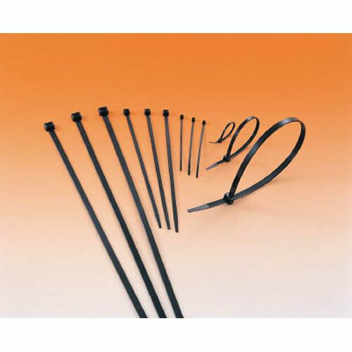 ヘッドは軽い挿入抵抗で確実に固定できる機構です。バンド部は作業しやすい適度な柔軟性があり、作業者や被結束物に負担がかからないようエッジに丸みを持たせています。 色：黒。幅(mm)：2.5。長さ(mm)：100。厚さ(mm)：1.1。最大結束...