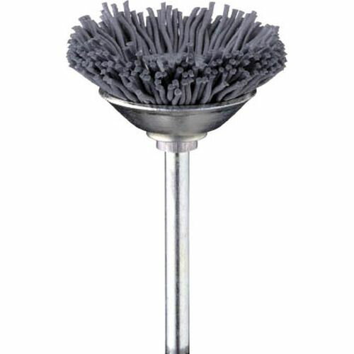 砥粒を含有したナイロン線材で優れた研削性、研磨性があります。機械的特性（引張強さ/曲げ特性/衝撃強さ/クリープ特性）のバランスに優れています。適合素材:工具鋼、合金鋼、一般鋼、ステンレス、アルミニウム、銅 粒度(#):320最高使用回転数(...