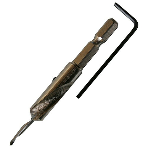 ビスの下穴あけ、皿取作業が同時に行える。 ●【用途】ビスの下穴3mm、皿取・埋め込み穴9mm穴あけ用ドリル。【特徴・機能】ビスの皿取・埋め込みの下穴あけが同時に行えます。皿を取るとビスの頭がキレイにおさまります。インパクトドライバ・電気ドリ...