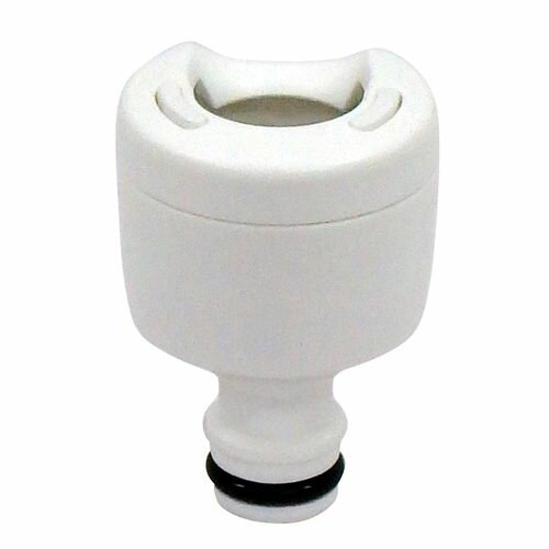 蛇口に差し込み水を出すだけで簡単に固定！ ●水圧の力を利用して蛇口に取り付ける画期的なコネクターです。 ●ビスがないため工具不要、蛇口に差し込み水を出すだけで簡単に固定できます。 ●外すときは固定されて出てきた2本耳を押すと、中の固定金具が...