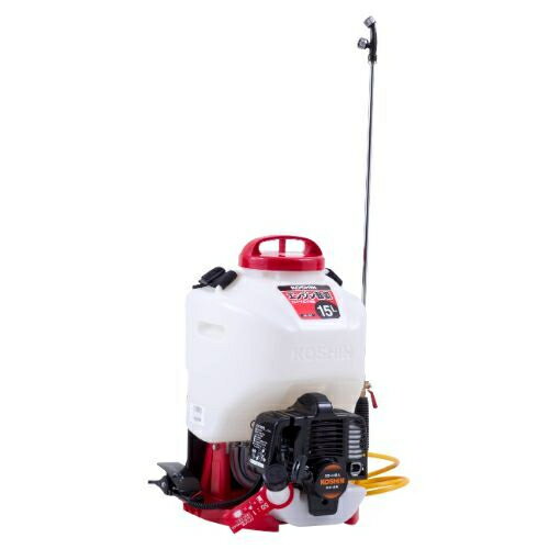 タンク容量:15L。最高圧力:締め切り時0.8Mpa(8kgf/?)。ノズルパイプ長さ:60cm。ホース長さ:1.5m。付属噴口:縦型二頭口噴口・泡状除草噴口。燃料タンク:約0.5L。燃料消費目安:約50分。工進のエンジン式背負動噴15L除...