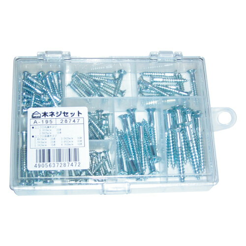 ●材質:鉄。●仕上:ユニクロメッキ。●セット明細皿頭木ネジ2.4x13:20本、2.7x16:20本、3.1x20:10本、3.5x25:10本、3.8x32:10本、4.1x38:10本、丸頭木ネジ3.1x16:20本、3.5x25:10...