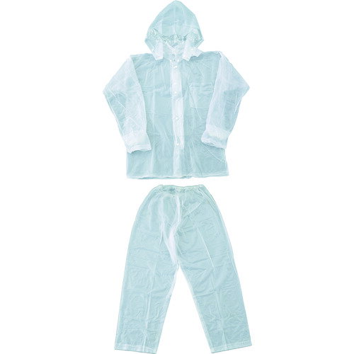 防水性に優れた廉価版レインスーツです。 色:クリア。サイズ:4L。ウエスト(cm):102〜126。身長(cm):180〜185。胸囲(cm):108〜122。上下スーツタイプ。雨の浸入を防ぐ二重袖。前開きボタン付。 使用用途を守ってご使用...