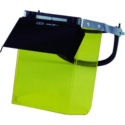 溶接・溶断作業に使える遮光二重防災面です。取付金具なしでヘルメットに装着できます。赤外線をカットする遮光防災面です。ANSI Z87+適合品です。 面体寸法(mm)奥行×縦×横：75×210×145。遮光度：前プレート#9。面体レンズ色：イ...