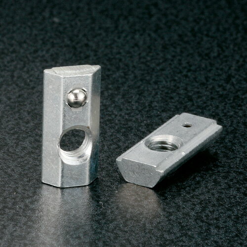 ●ワンタッチで後入れができ、仮固定機能付ナットになっています。 ●使用可能フレーム:SF-20シリーズ(溝幅6mm)に適応。 ●外径/8×17mm。 ●重量/3g。 ●材質/S10C相当(無電解ニッケルメッキ)/保持部:ステンレス製。 ●色...