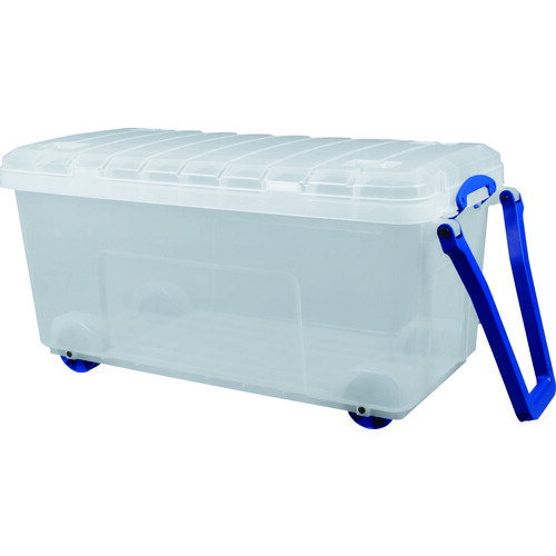 ロック機構を備えたハンドルと移動に便利なロングハンドル付です。フタをした状態で完璧なスタッキング(積み上げ)が可能です。 色:クリア。容量(L):64。外寸(mm):(約)幅725×奥行450×高さ340。内寸(mm):(約)幅590×奥行...