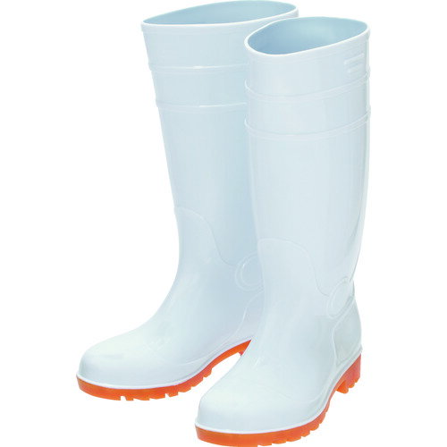 底材、アッパー材ともに耐油性に優れたPVCを使用しています。インジェクション製法のため、土木作業などのハードな現場に耐える丈夫な長靴です。 靴丈(cm):38.8。色:ホワイト。寸法(cm):27.0。足幅サイズ:EEE。US(アメリカ)規...