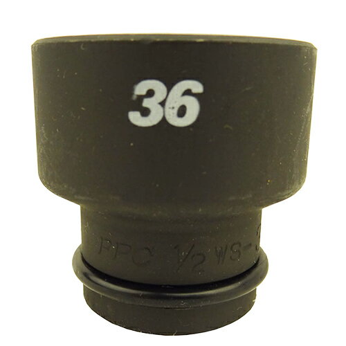 インパクトレンチに取り付けて使用するショートタイプのソケットです。 ●【用途】ナット・ボルト等の締めつけ、緩め作業。 ●【機能・特長】ピンロック式で、ピンとOリングで保持します。 ●対辺寸法:36mm。 ●全長:50mm。 ●差込角:12....