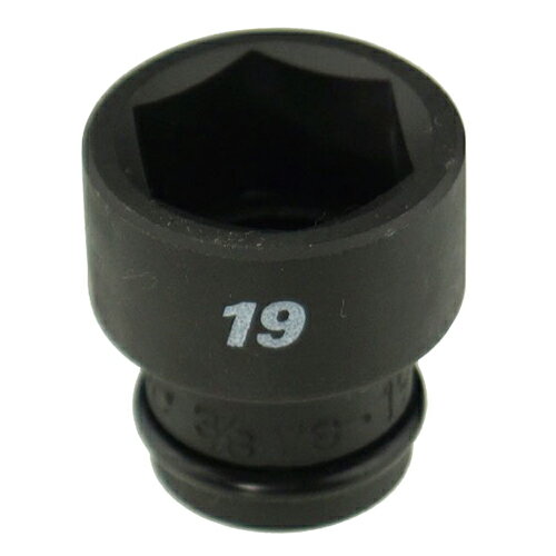 インパクトレンチに取り付けて使用するショートタイプのソケットです。 ●【用途】ナット・ボルト等の締めつけ、緩め作業。 ●【機能・特長】ピンロック式で、ピンとOリングで保持します。 ●対辺寸法:19mm(3/4inch)。 ●全長:30mm。...