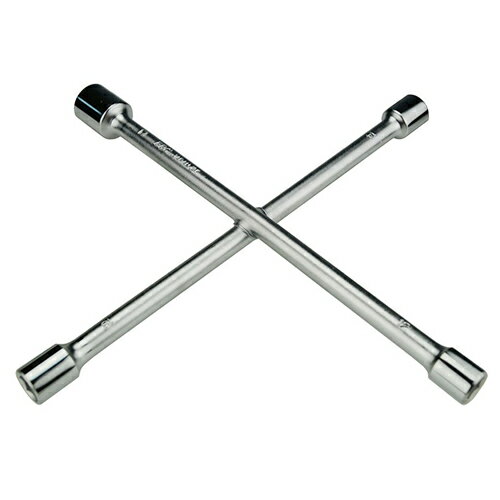 車のタイヤ交換などのホイールナットの着脱に最適です。 ●【用途】ボルト・ナットなどの締付け・緩め作業。 ●【機能・特長】クロスタイプで4サイズに対応しています。 ●対辺寸法:12×13×14×17mm。 ●長さ:280×280mm。