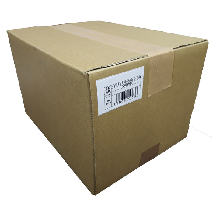 製品名 強粘再剥離シート エヴァタックLBP　白光沢 A4 100枚入 レーザープリンタ用 型番 EVALBPWG4 製品説明 レーザープリンター用の強粘再剥離シートです。表面基材はPET素材のため、水に強くラミネート・パウチ加工が不要です...