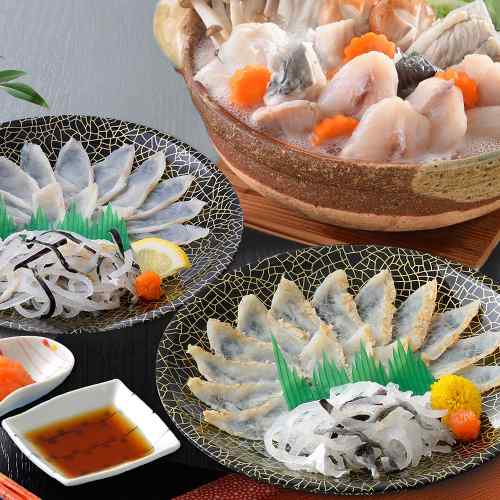【お買い物マラソン開催中】期間中は店内全品ポイント2倍！◆◇ 下関「関とら本店」が贈る 至福のふぐ尽くし ◇◆本場の職人技が光る逸品を、ご家庭で心ゆくまでご堪能ください◎セット内容のご紹介◎★真ふぐたたき刺身 (20g)身が固くしまり、噛む...