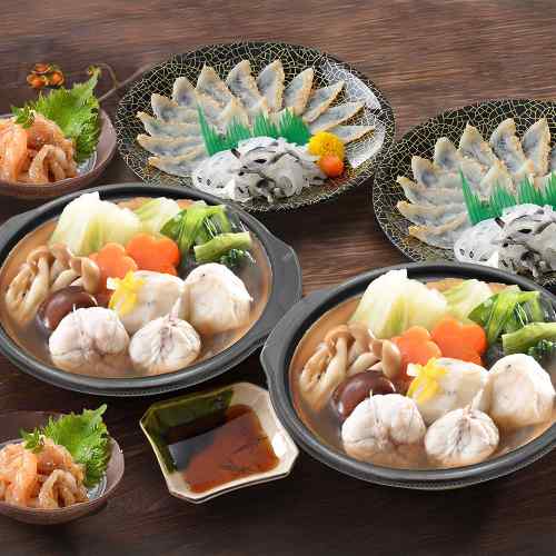【お買い物マラソン開催中】期間中は店内全品ポイント2倍！◆◇ 関とら本店 本場下関の味をご自宅で！ ◇◆★ 豪華 真ふぐたたき刺身＆個食鍋セット ★◎ 熟練の技が織りなす極上の逸品！本場下関のふぐ専門職人が丁寧に仕上げた「真ふぐたたき刺身」...