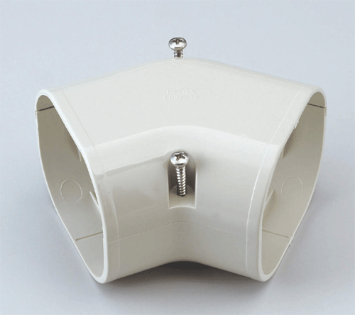 平面45°曲り A :74.5 B:62 C:60.5　D:30 mm因幡電工　コーナー平面45°アイボリー　LDシリーズ　LDKF-70-I　LDKF70I 2